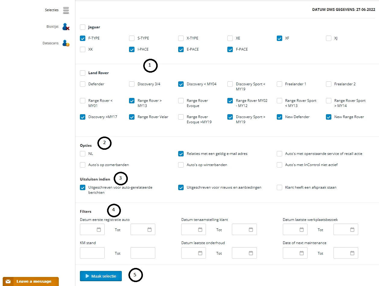 Selecties maken – Contactmodule Help