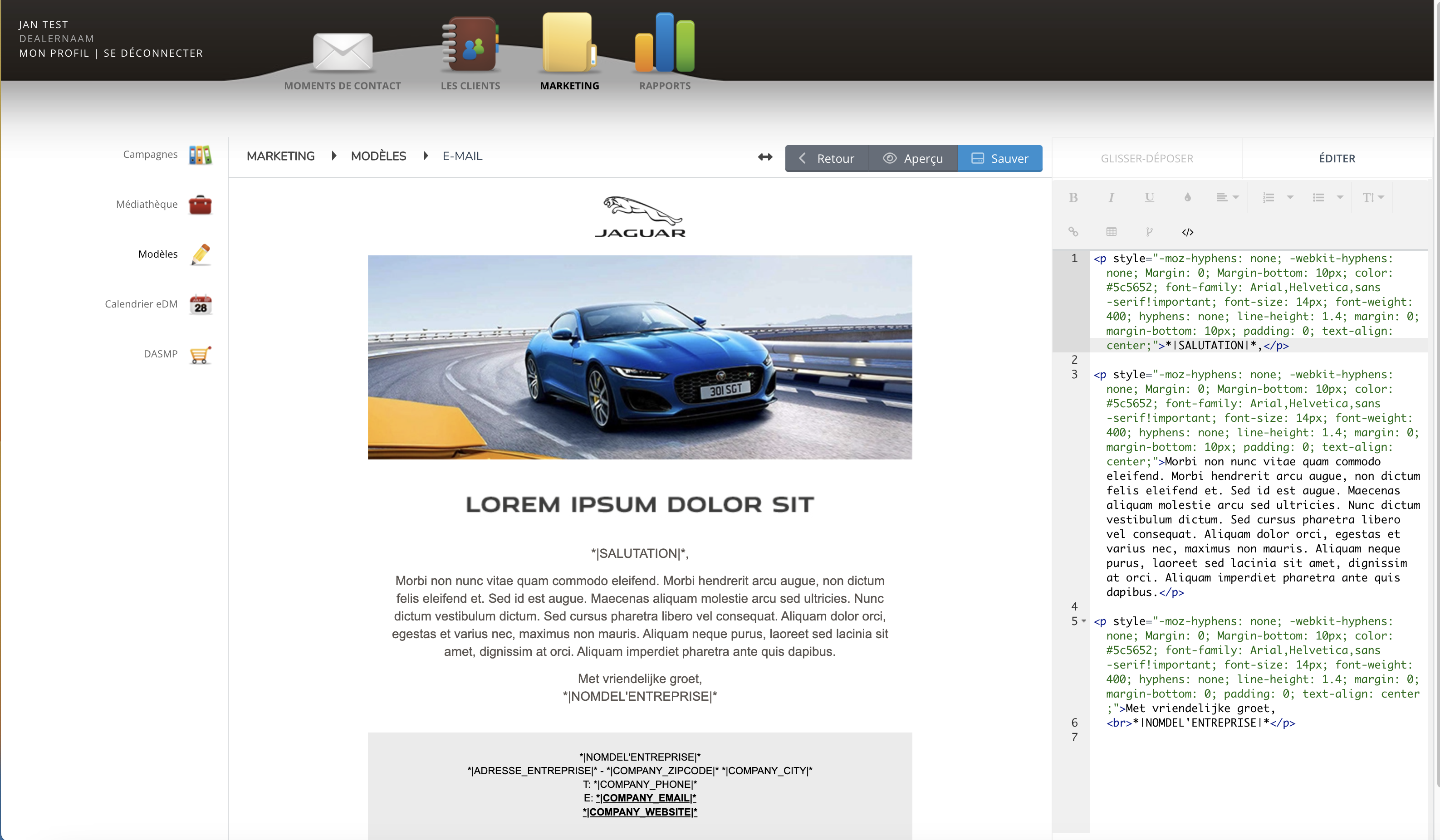 Template maken – Contactmodule Help